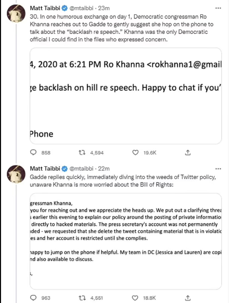 The Full Set of Tweets Shared by Journalist Matt Taibbi Exposing ...