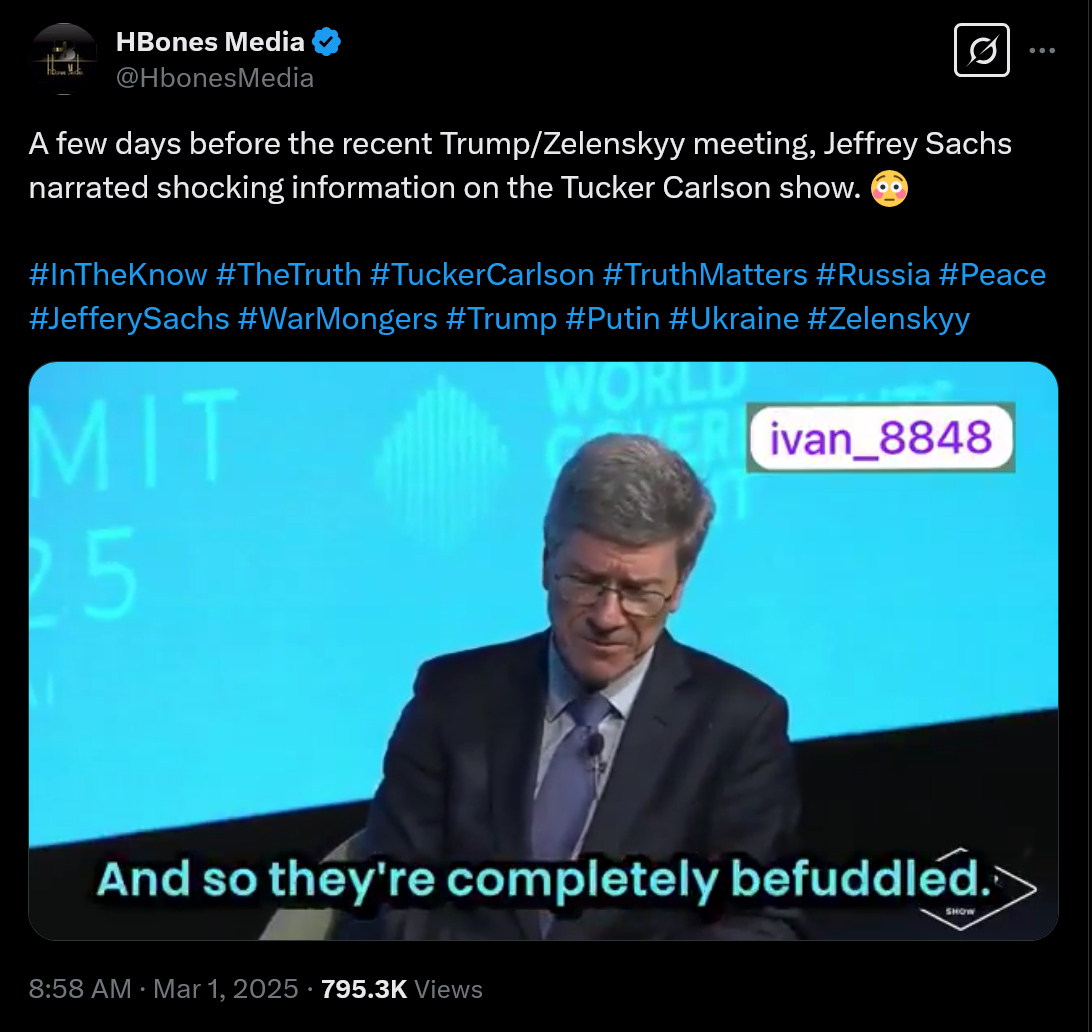 Jeffrey Sachs on Tucker Carlson’s Show ~ The Most Important Day for Peace in Decades